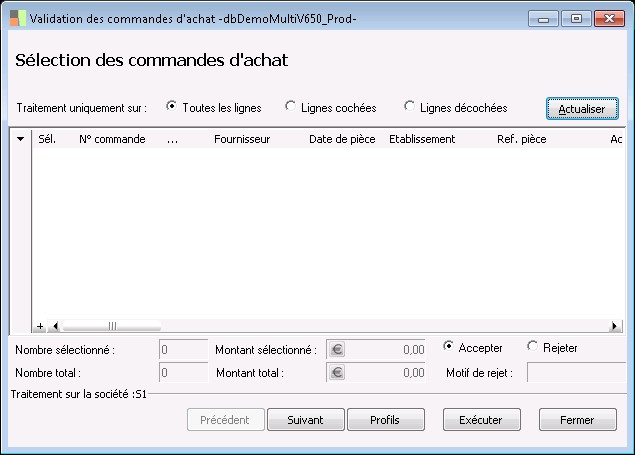 Validation des commandes d'achat